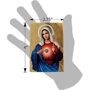 Art | Virgin Mary Immaculate Heart Icon Holy Land Olive Wood Sacred ...